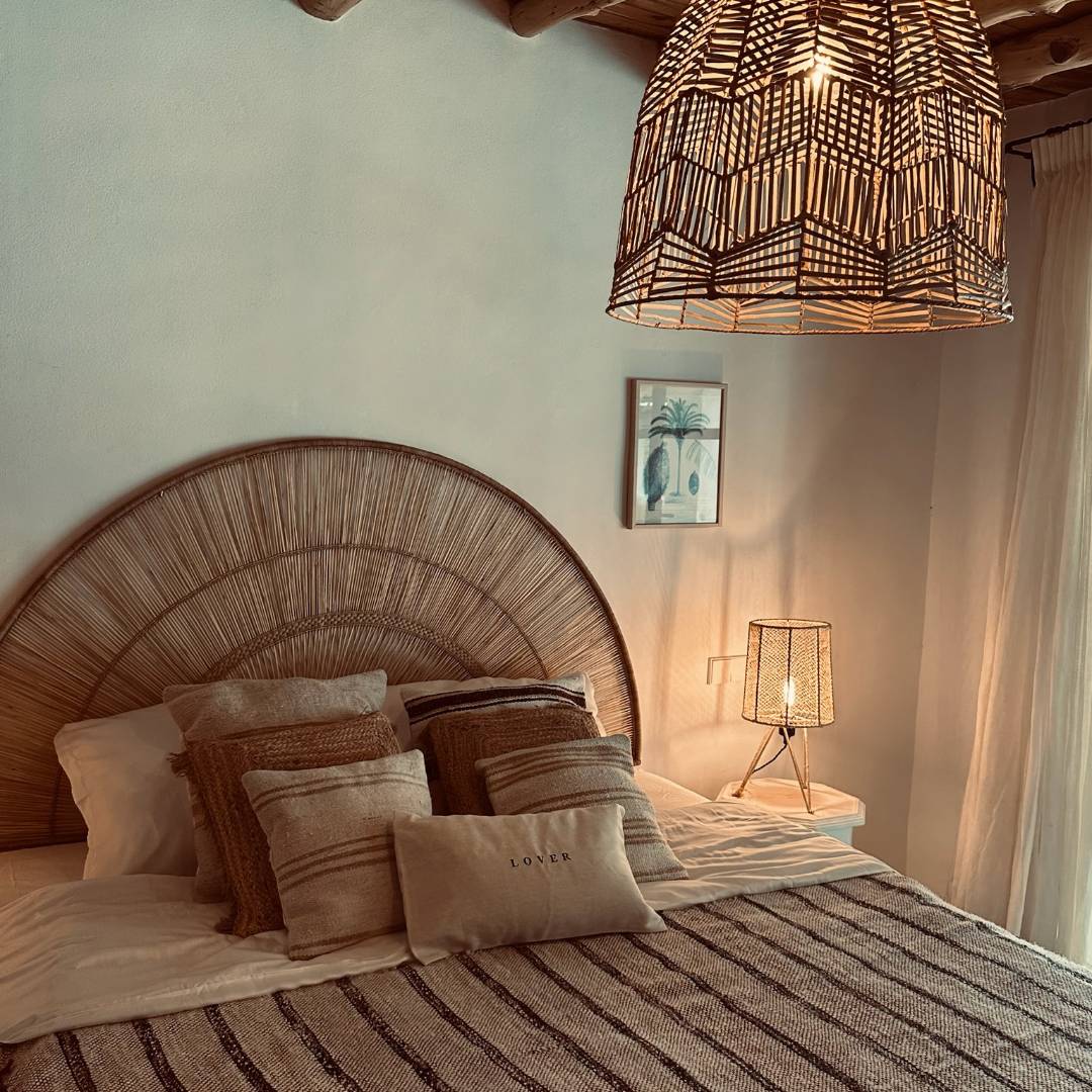 Malawi Headboard Bed Natural Rattan, Fairtrade, Boho style