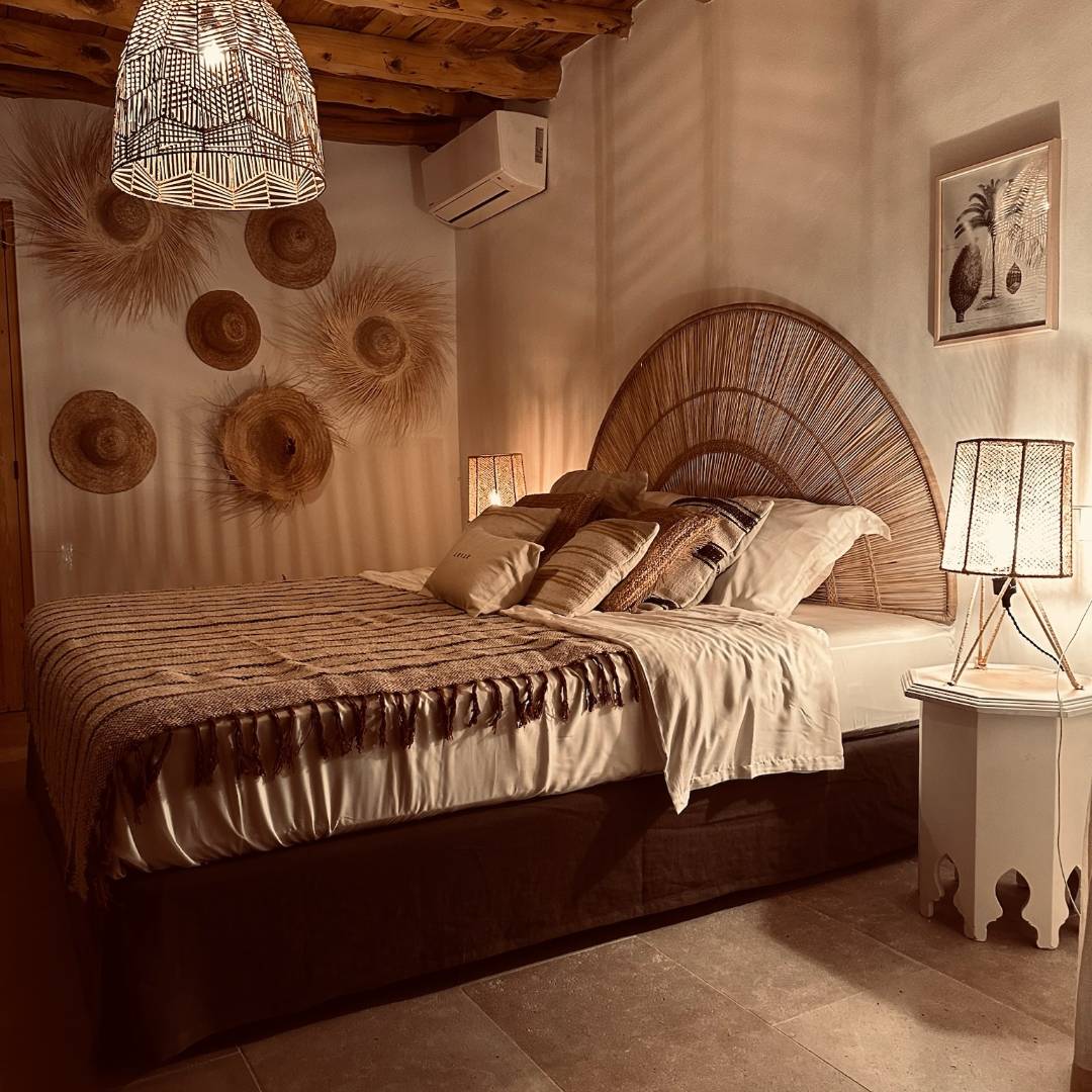 Malawi Headboard Bed Natural Rattan, Fairtrade, Boho style