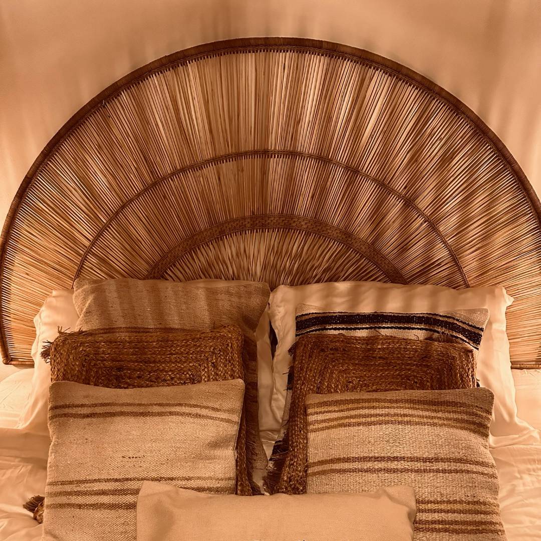 Malawi Headboard Bed Natural Rattan, Fairtrade, Boho style