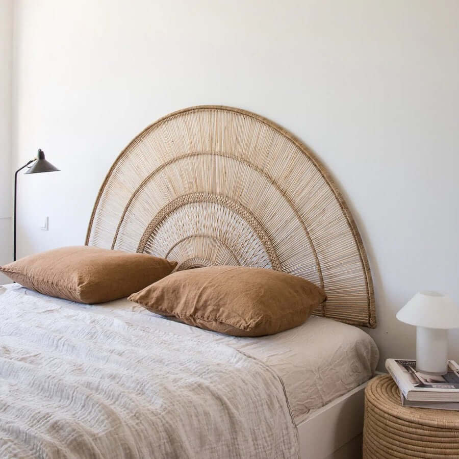 Malawi Headboard Bed Natural Rattan, Fairtrade, Boho style – Mayala Home